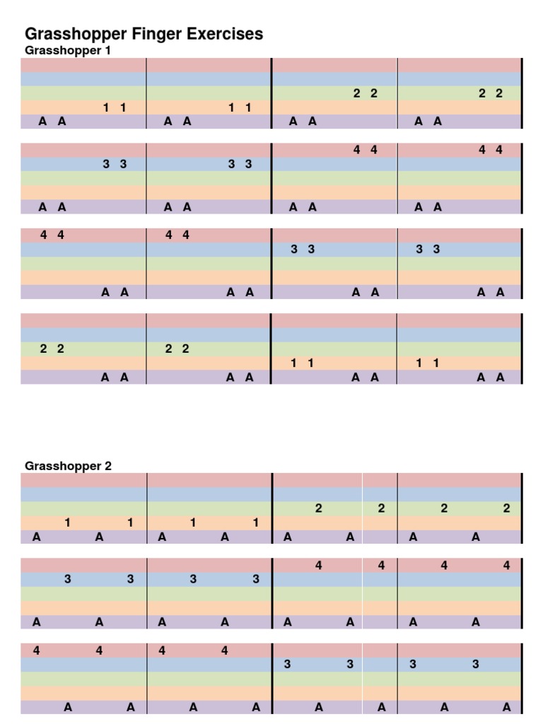 Grasshopper Finger Exercise Chart Landscape | PDF