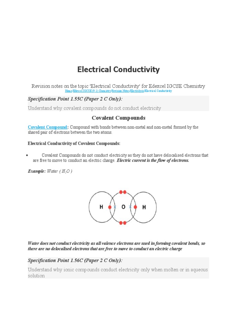 Electrical Conductivity: Revision Notes On The Topic 'Electrical ...