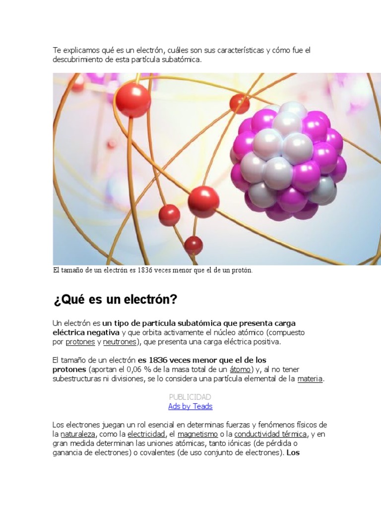 Te Explicamos Qué Es Un Electrón | PDF | Electrón | Átomos