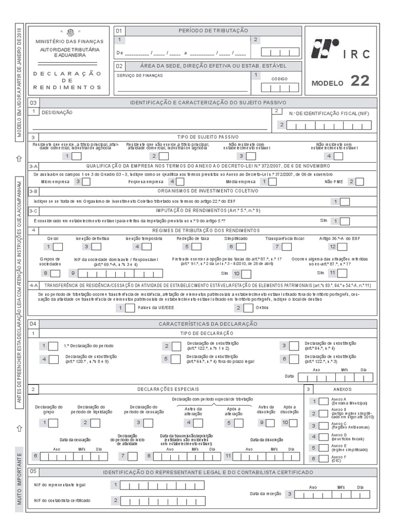 Declaração de Rendimentos Modelo 22: Declaração de rendimentos para ...