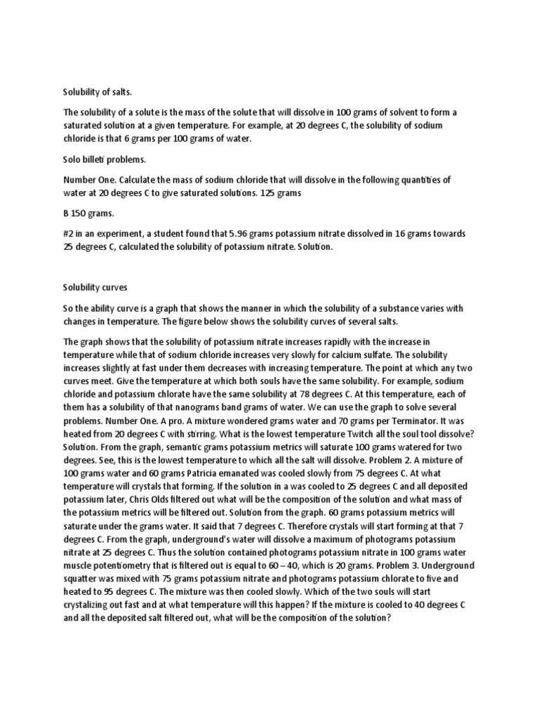 Solubility of Salts | PDF | Solubility | Salt (Chemistry)