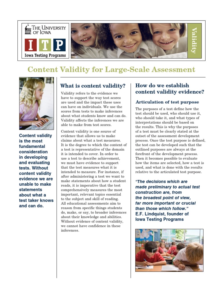 Content Validity For Large-Scale Assessment: What Is Content Validity ...