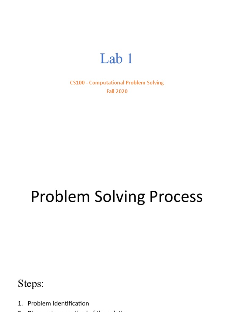 CS100 - Computational Problem Solving Fall 2020 | PDF