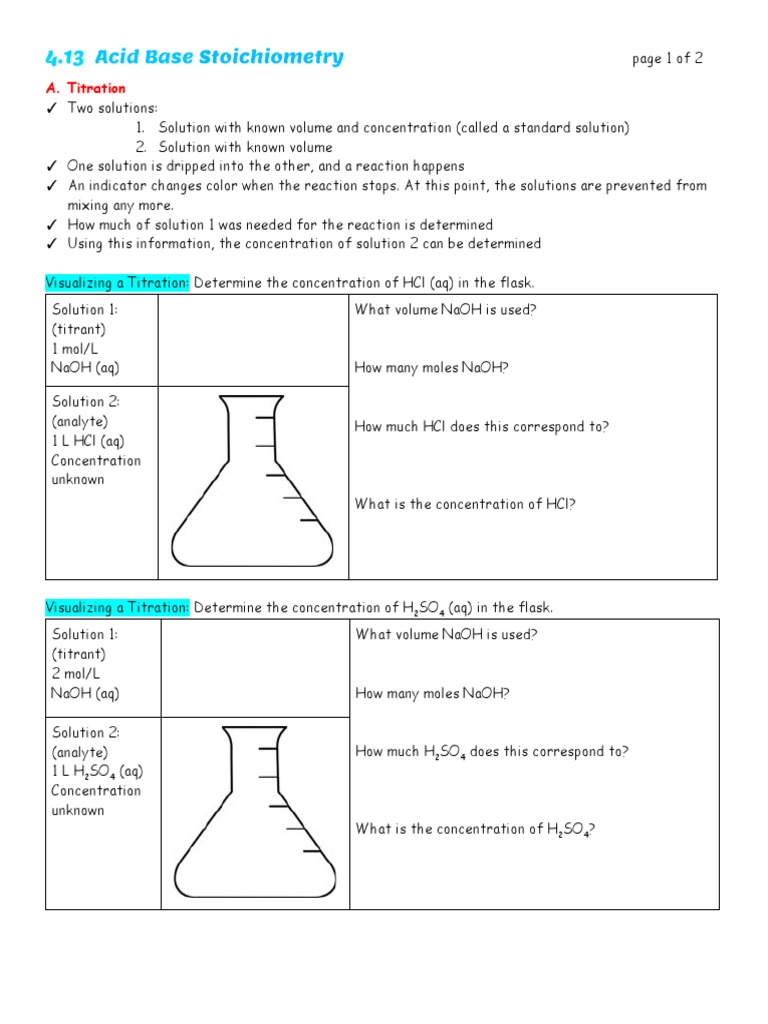 4.13 Acid Base Stoichiometry 1 | PDF | Titration | Chemistry
