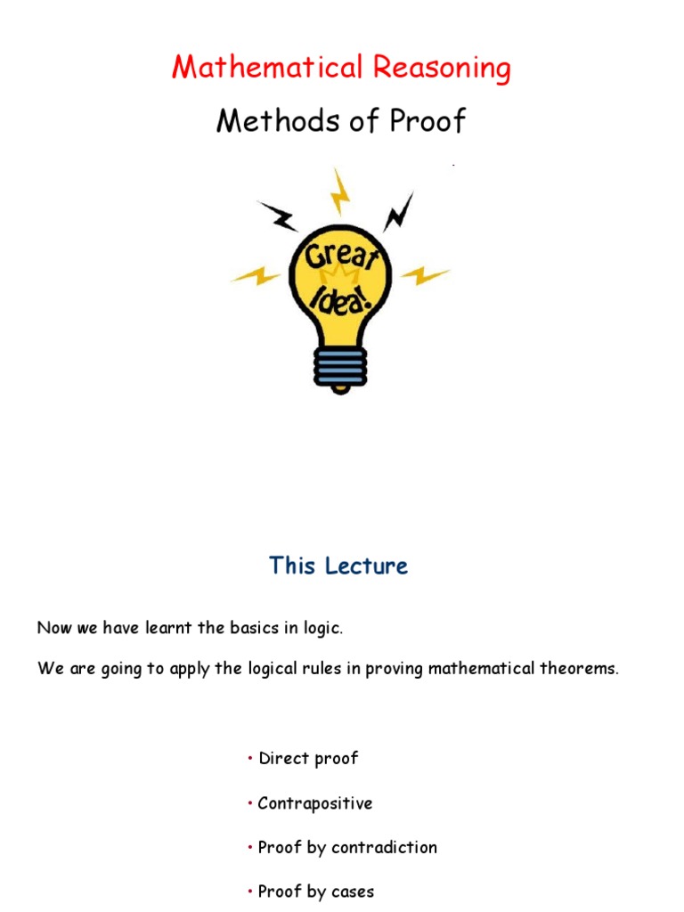 Mathematical Reasoning: Methods of Proof | PDF | Mathematical Proof ...
