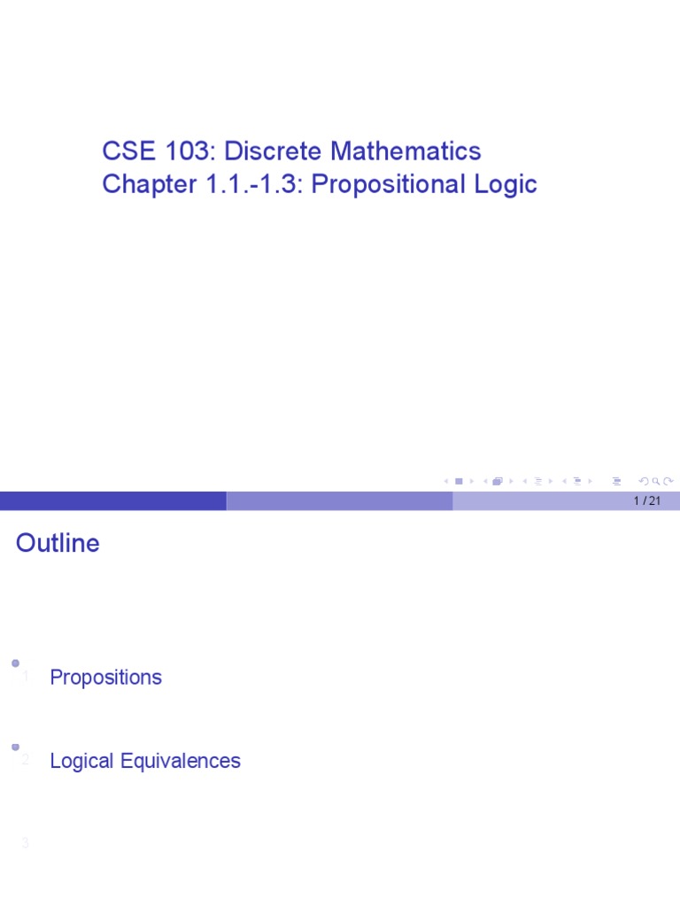 CSE 103: Discrete Mathematics Chapter 1.1.-1.3: Propositional Logic ...