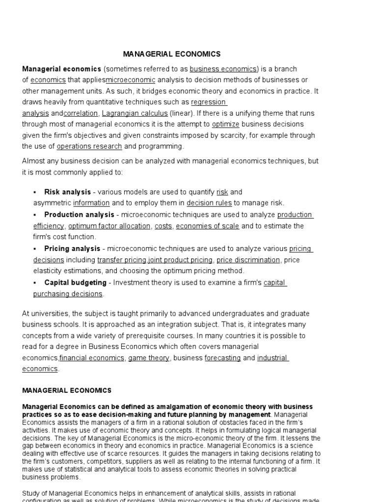MANAGERIAL ECONOMICS Notes | PDF | Demand | Economics