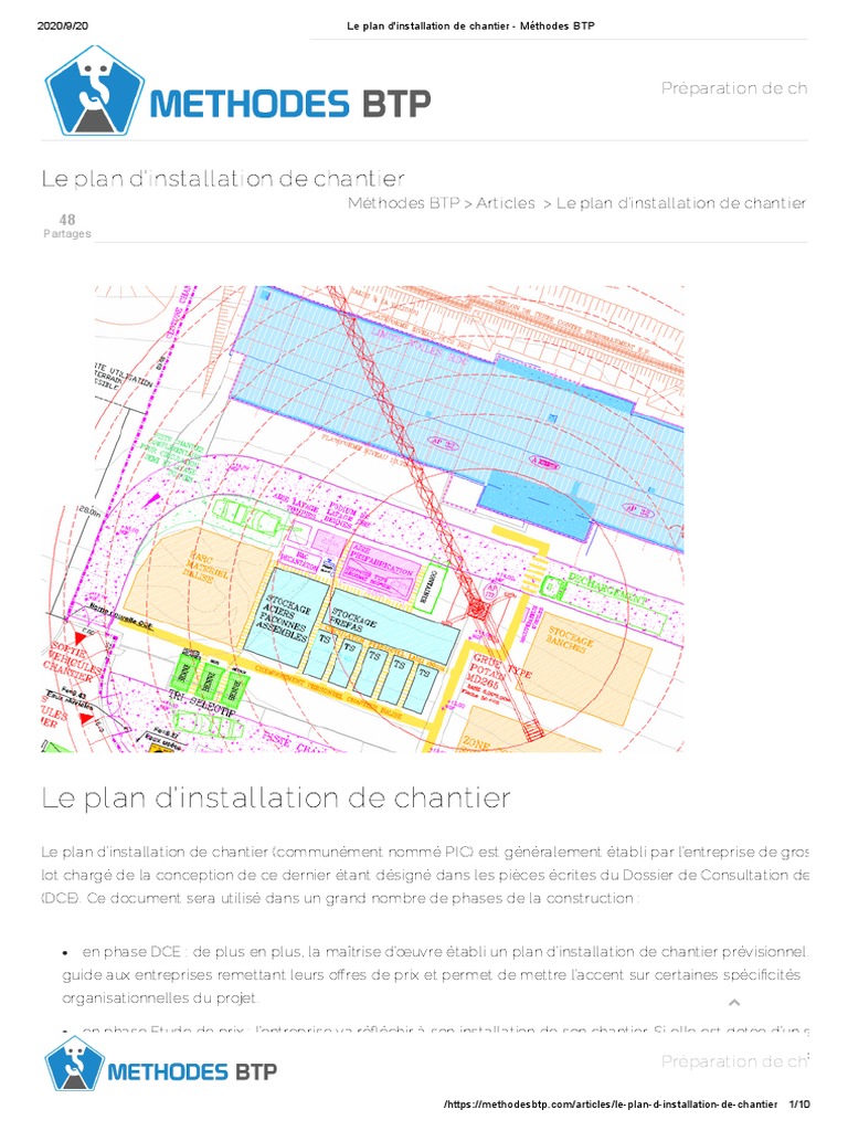 Le Plan D'installation de Chantier - Méthodes BTP PDF | PDF | Secteurs ...