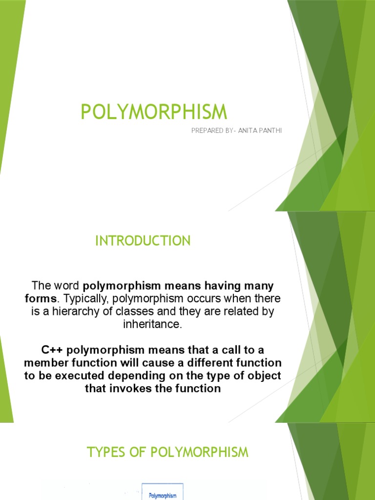 Polymorphism: Prepared By-Anita Panthi | PDF