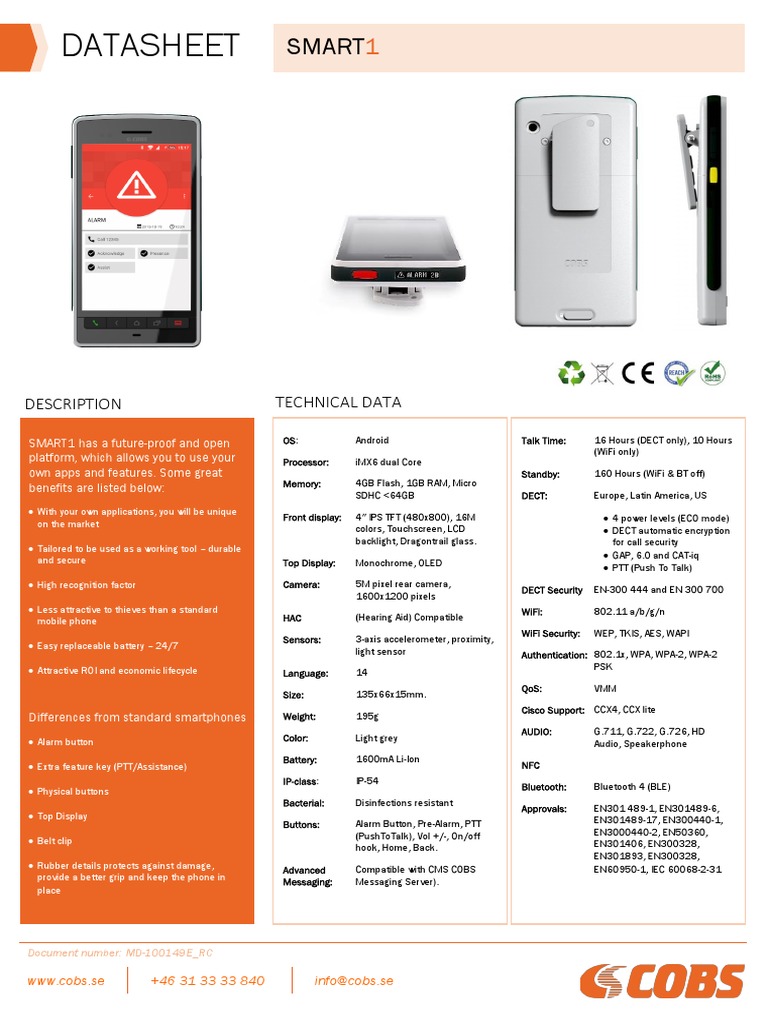 Smart1 Datasheet | PDF | Smartphone | Portable Computers