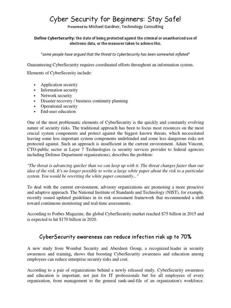 Cyber Security For Beginners | PDF | Computer Security | Security