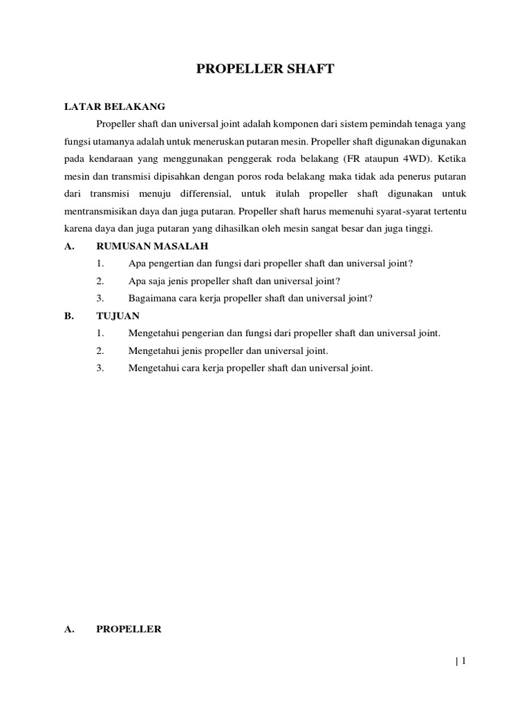 Fungsi dan Pemeriksaan Propeller Shaft | PDF