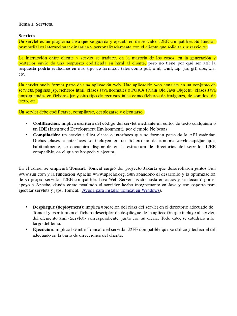 Introducción a Servlets en J2EE | PDF | Páginas del servidor Java | Servlet Java