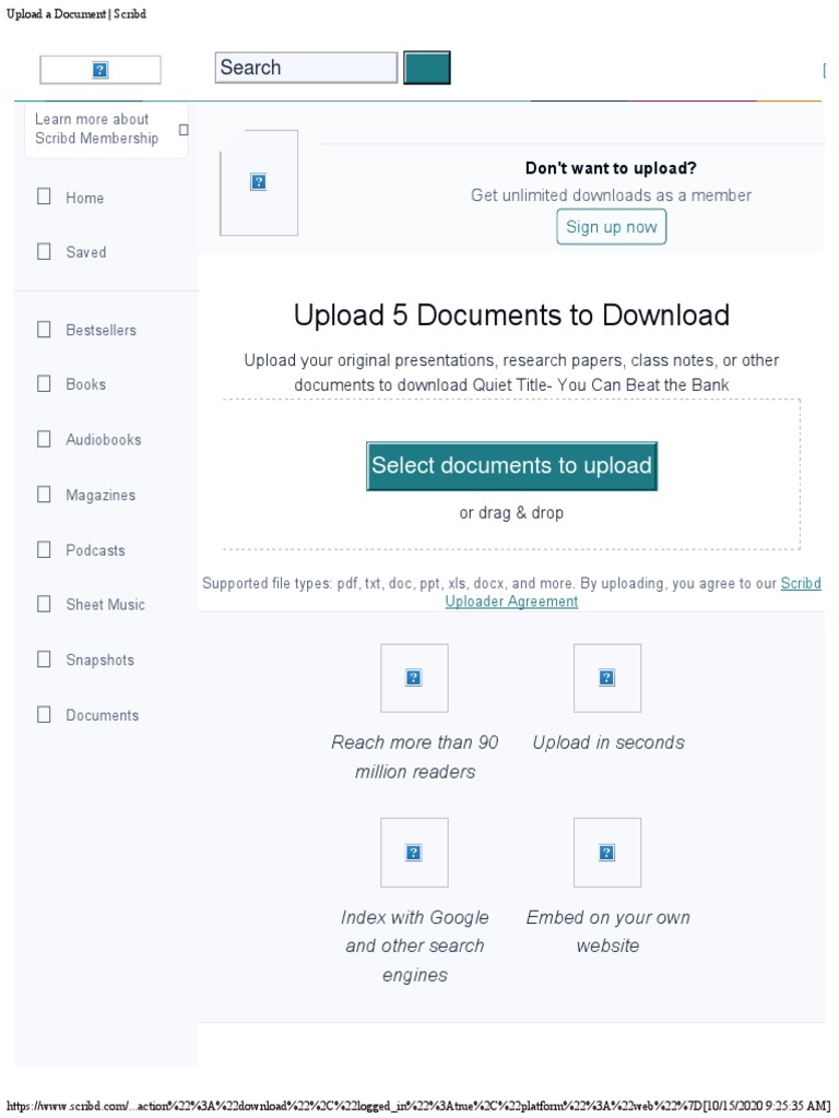 Upload 5 Documents To Download: Search | PDF | Scribd | Cyberspace