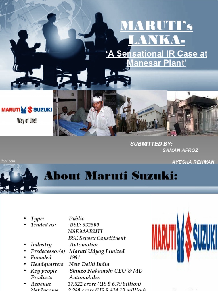 Maruti'S Lanka-: A Sensational IR Case at Manesar Plan | PDF