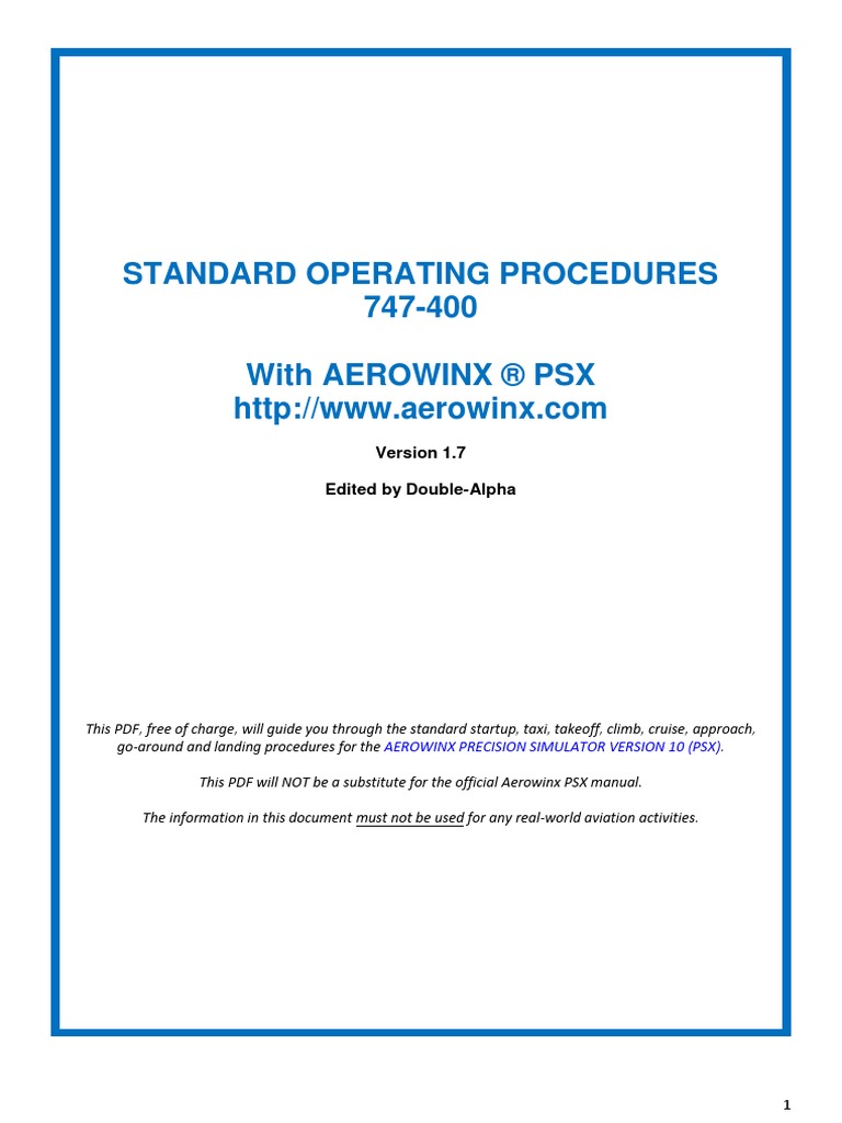 Standard Operating Procedures 747-400 With Aerowinx ® PSX: Edited by ...