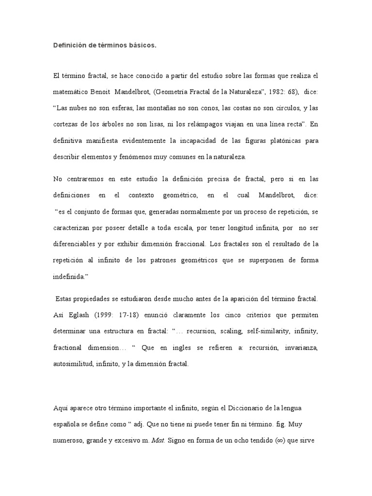 Definición de Fractales e Infinito | PDF | Fractal | Dimensión