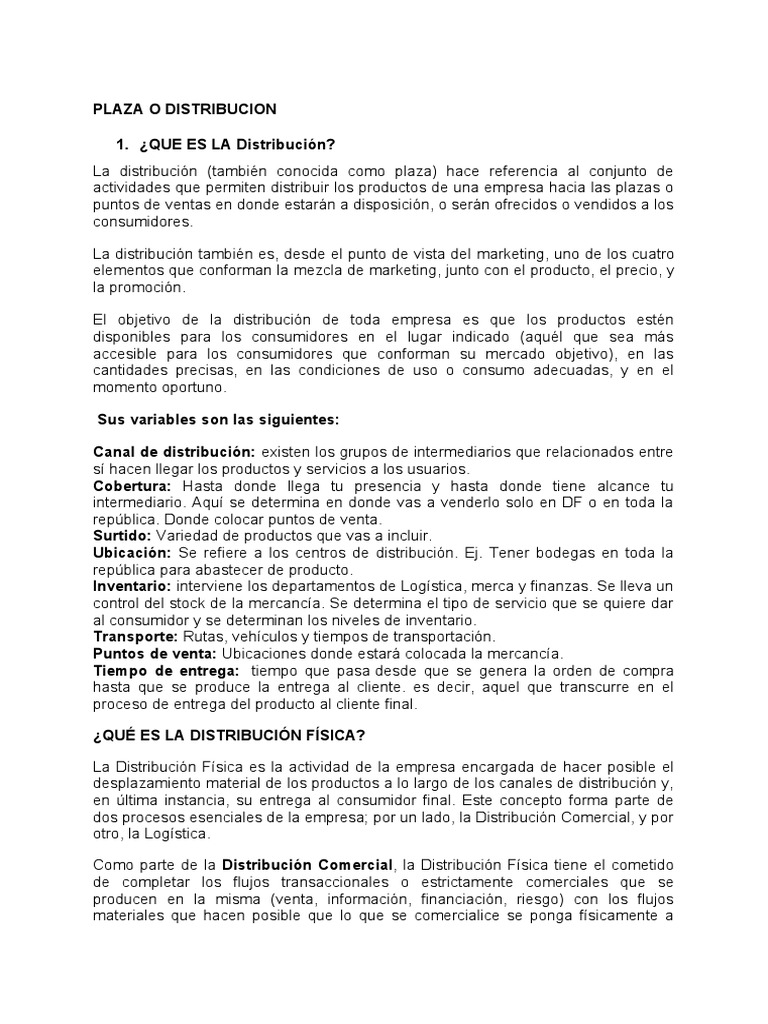 Plaza o Distribucion (Marketing) | PDF | Logística | Mercado (economía)