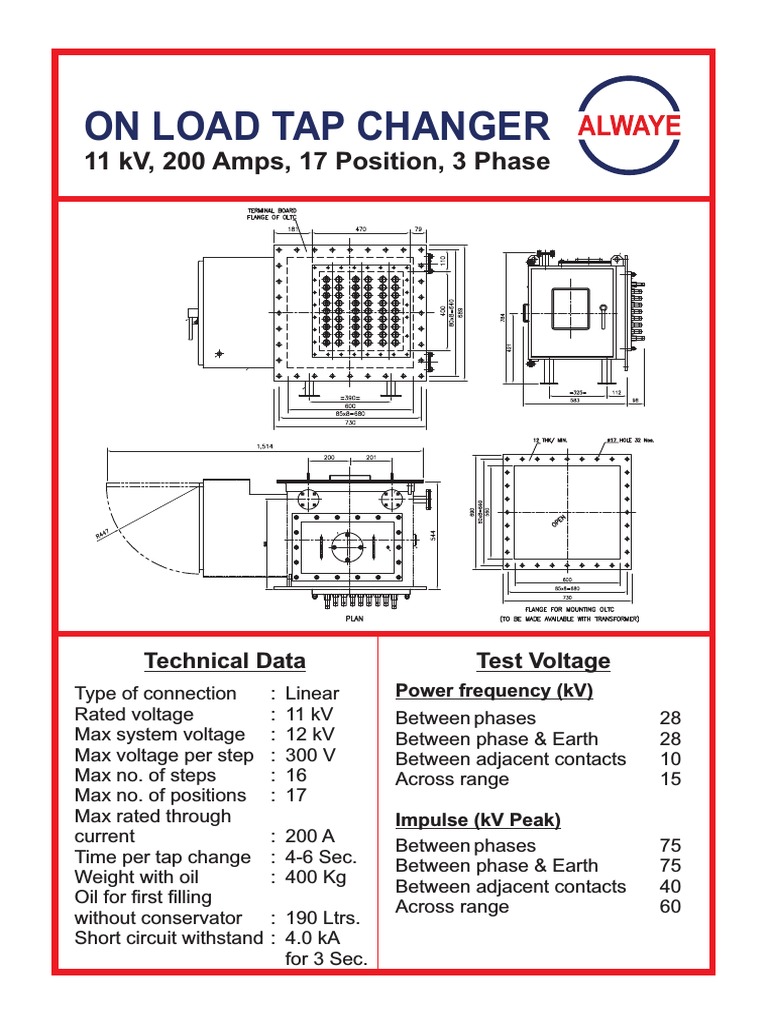 On Load Tap Changer: 11 KV, 200 Amps, 17 Position, 3 Phase | PDF
