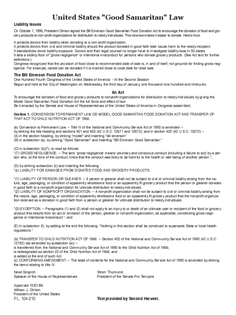 Good Samaritan Act | PDF | United States Congress | American Government