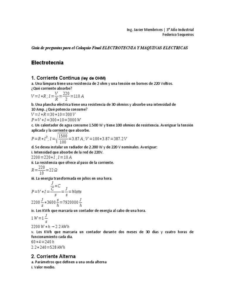 Cuestionario Resuelto | PDF | Energia electrica | Impedancia eléctrica