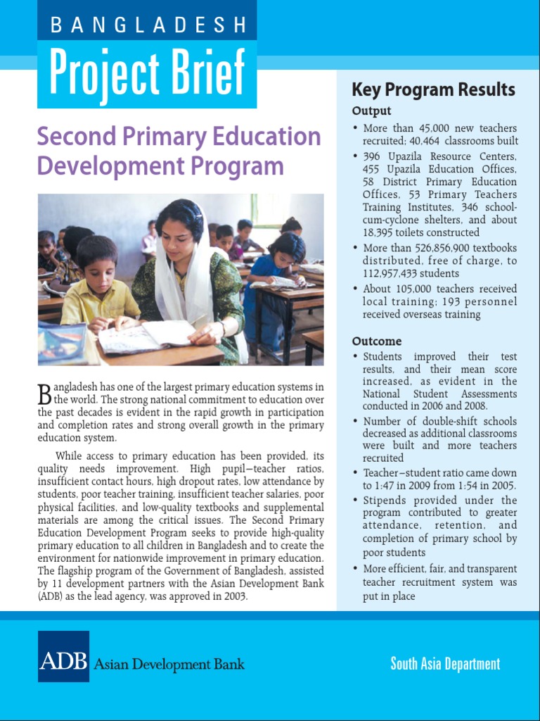Project Brief: Second Primary Education Development Program | PDF ...