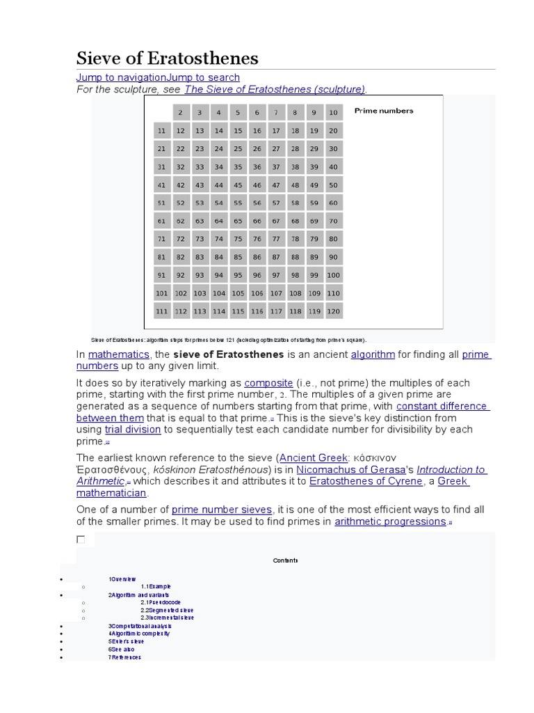 Sieve of Eratosthenes | PDF | Prime Number | Number Theory