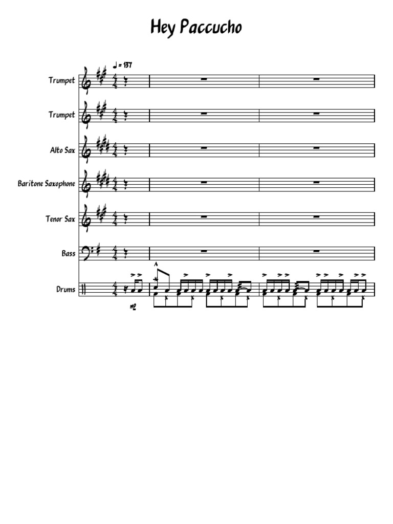 Hey Pachuco - The Royal Crown Revue PDF | PDF | Tenor Saxophone | Saxophone