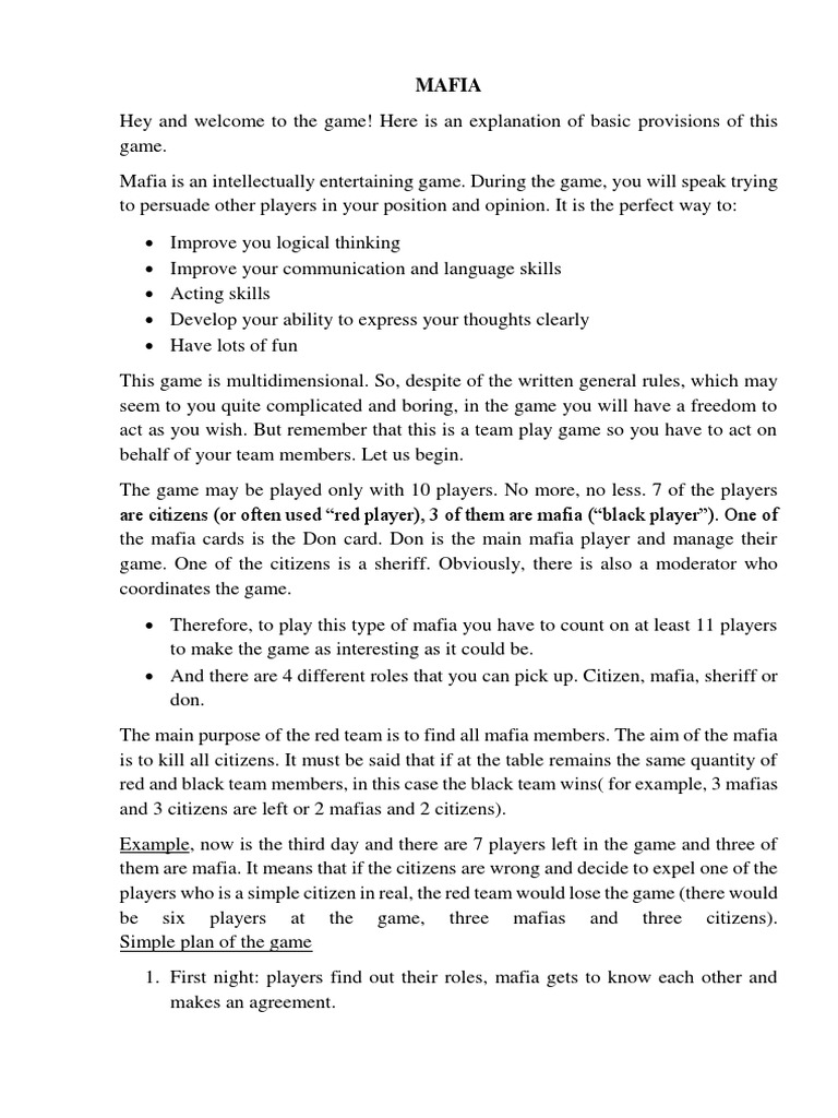 Mafia Rules | PDF