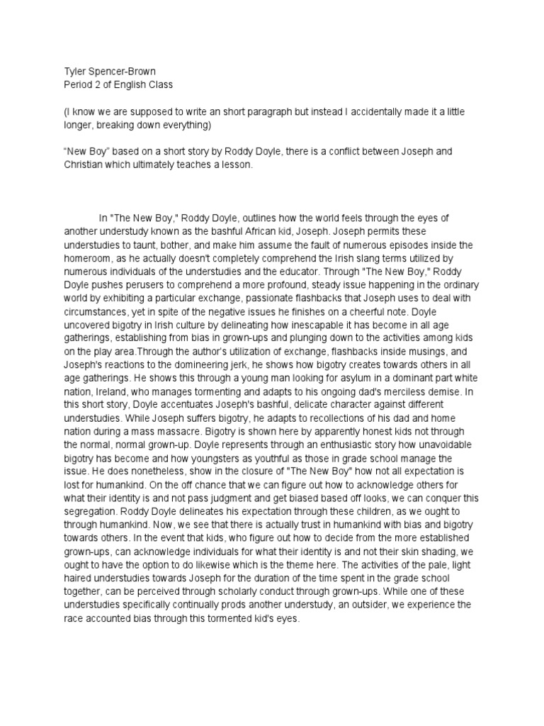 The New Boy Paragraph PDF | PDF | Prejudices | Psychological Concepts