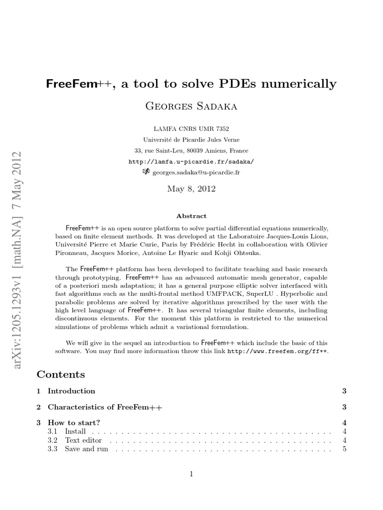 FreeFem - PDE Solver | PDF | Finite Element Method | Partial Differential Equation