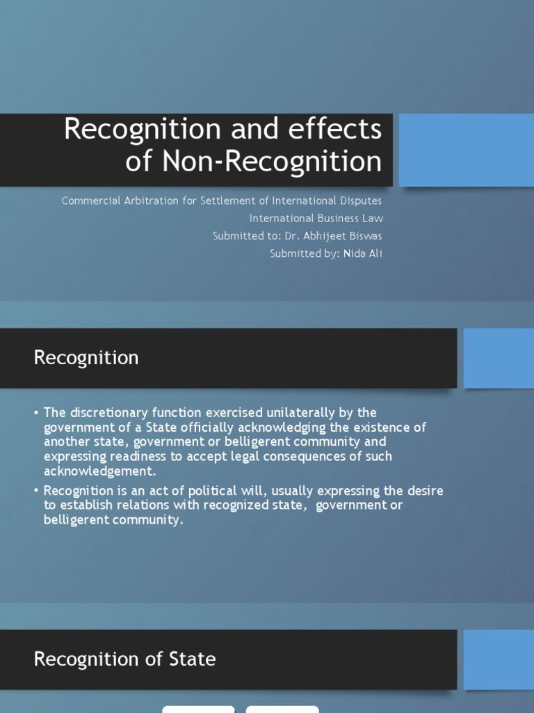 Recognition and Effects of Non Recognition | PDF | Sovereign State ...