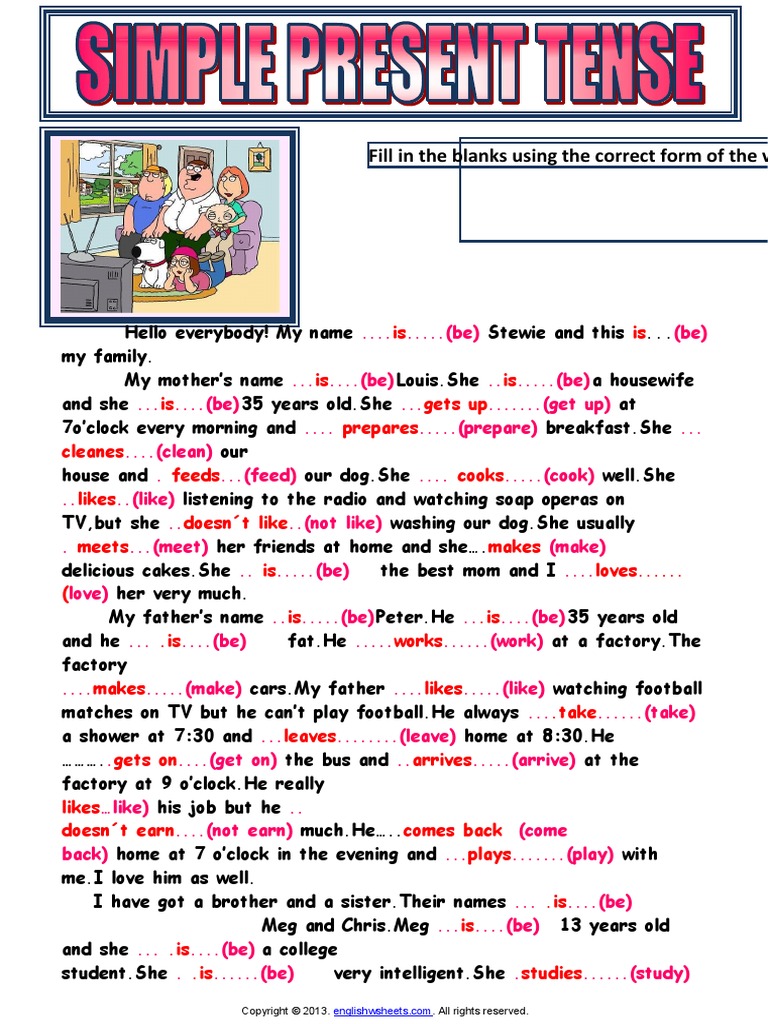 Simple Present Tense Reading 1 | PDF | Foods