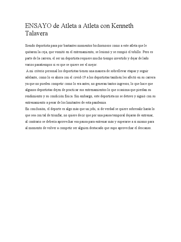 ENSAYO de Atleta A Atleta Con Kenneth Talavera | PDF