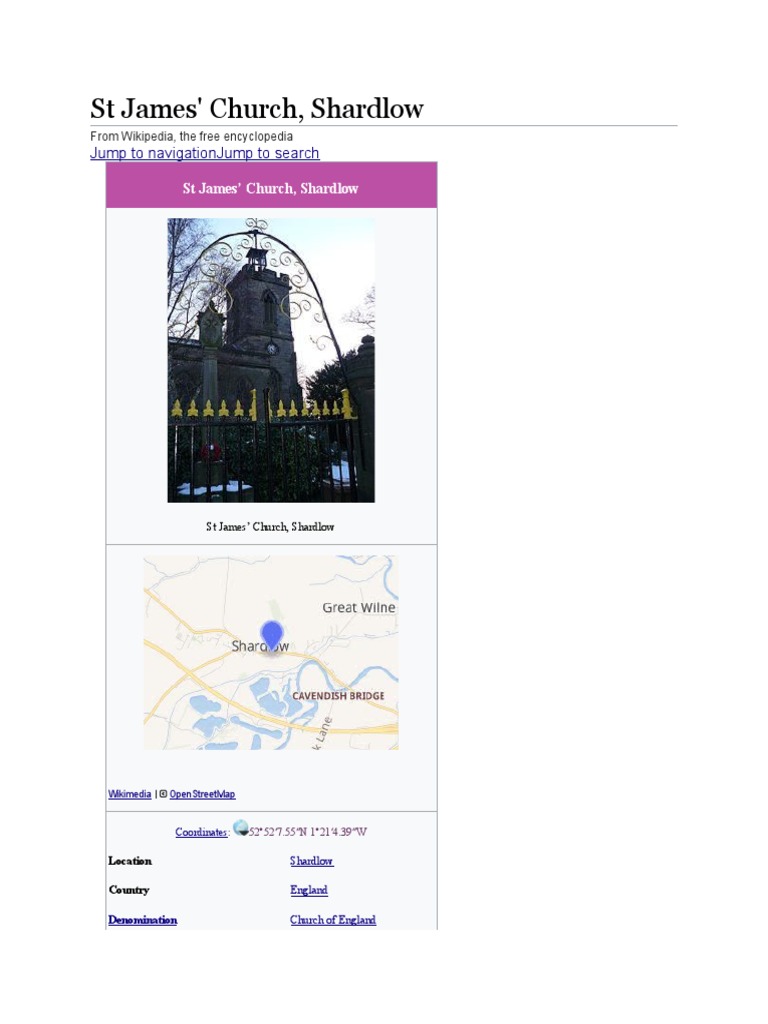 ST James' Church, Shardlow: Jump To Navigation Jump To Search | PDF ...