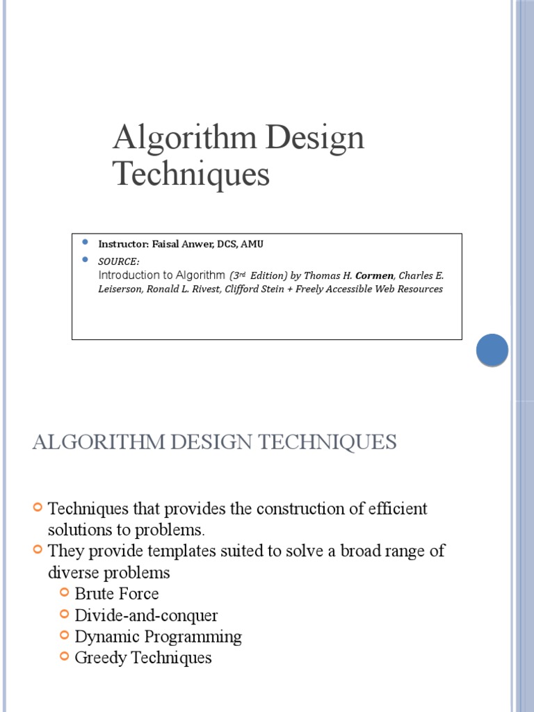 Algorithm Design Techniques - 1556432967209 | PDF | Analysis ...
