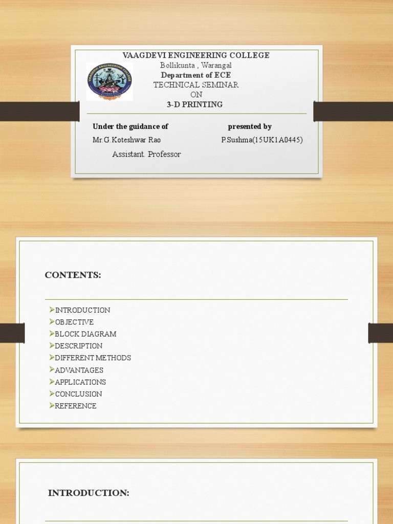 Vaagdevi Engineering College Department of ECE: Bollikunta, Warangal Technical Seminar ON | PDF ...