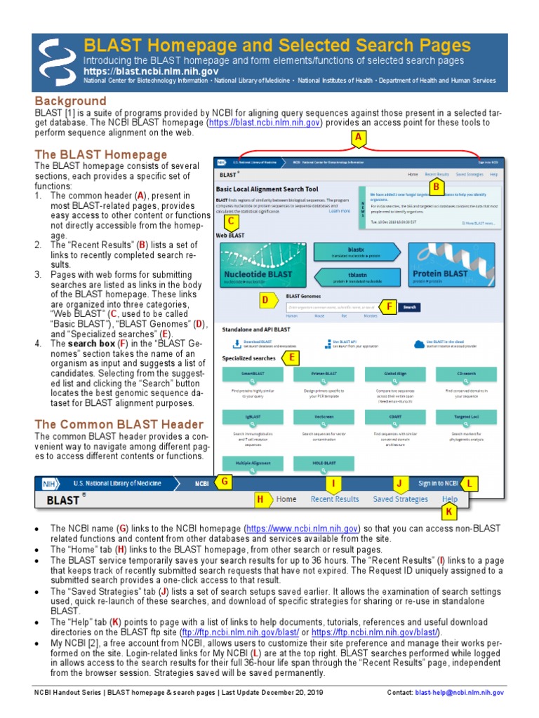 BLAST Homepage and Selected Search Pages: Background | PDF | National ...