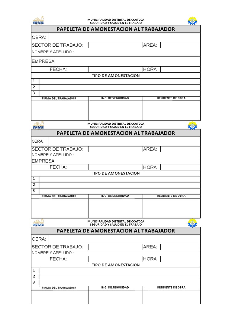 Formato - AMONESTACIONES | PDF