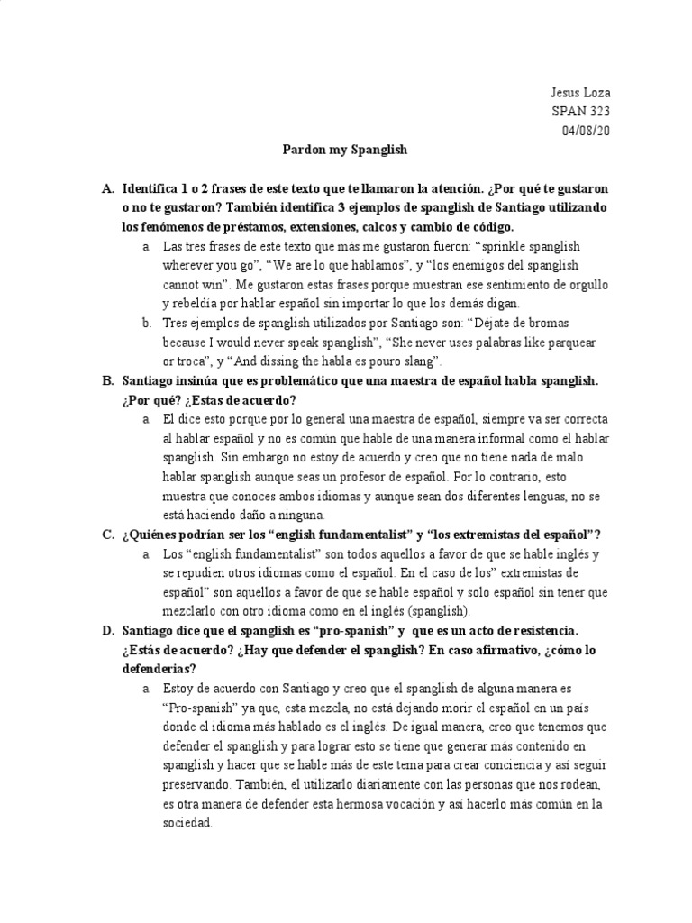 Pardon my Spanglish: Identidad y Resistencia | PDF | Idiomas