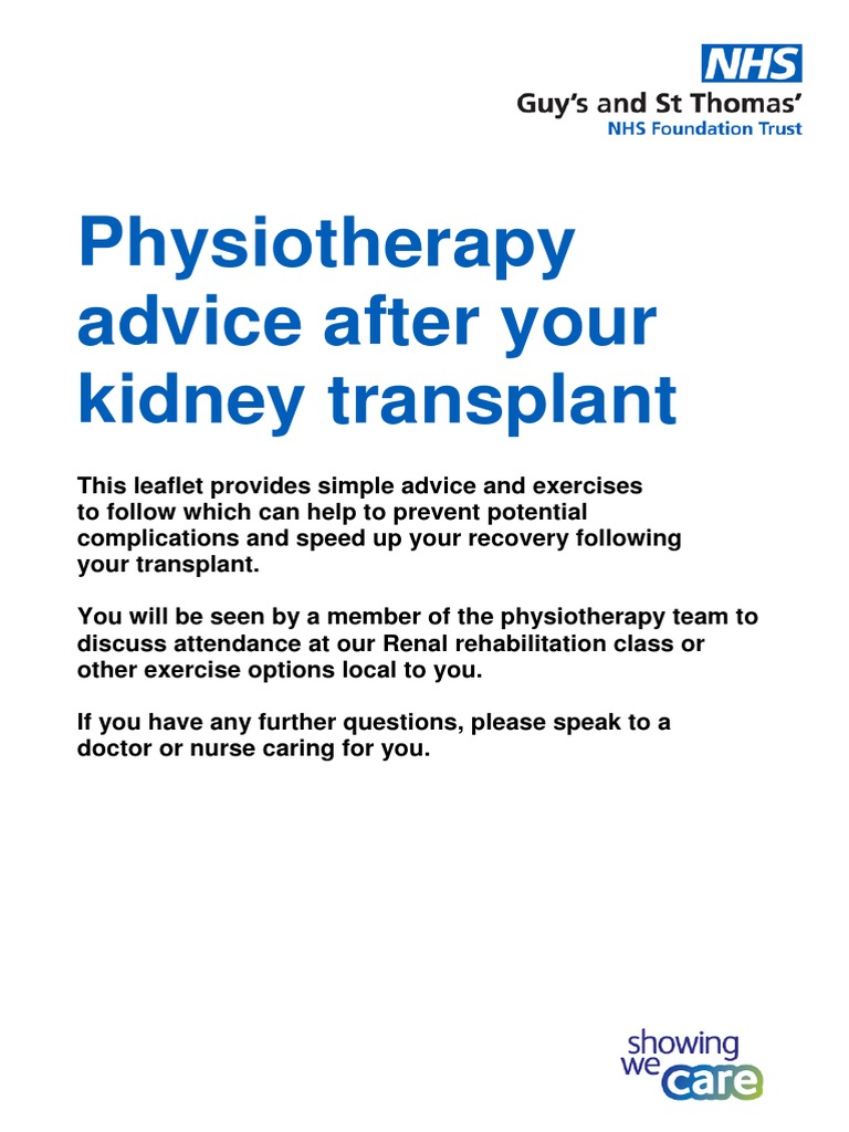 Physiotherapy Advice After Your Kidney Transplant | PDF | Physical ...