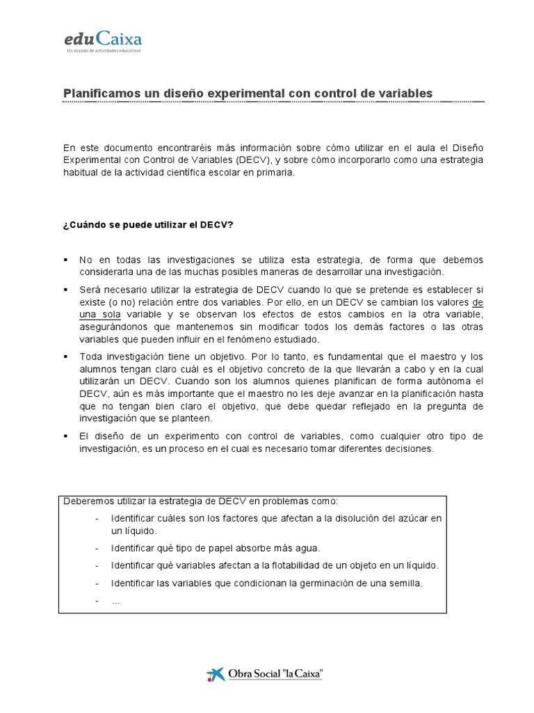 Control de Variables | PDF | Variables dependientes e independientes ...