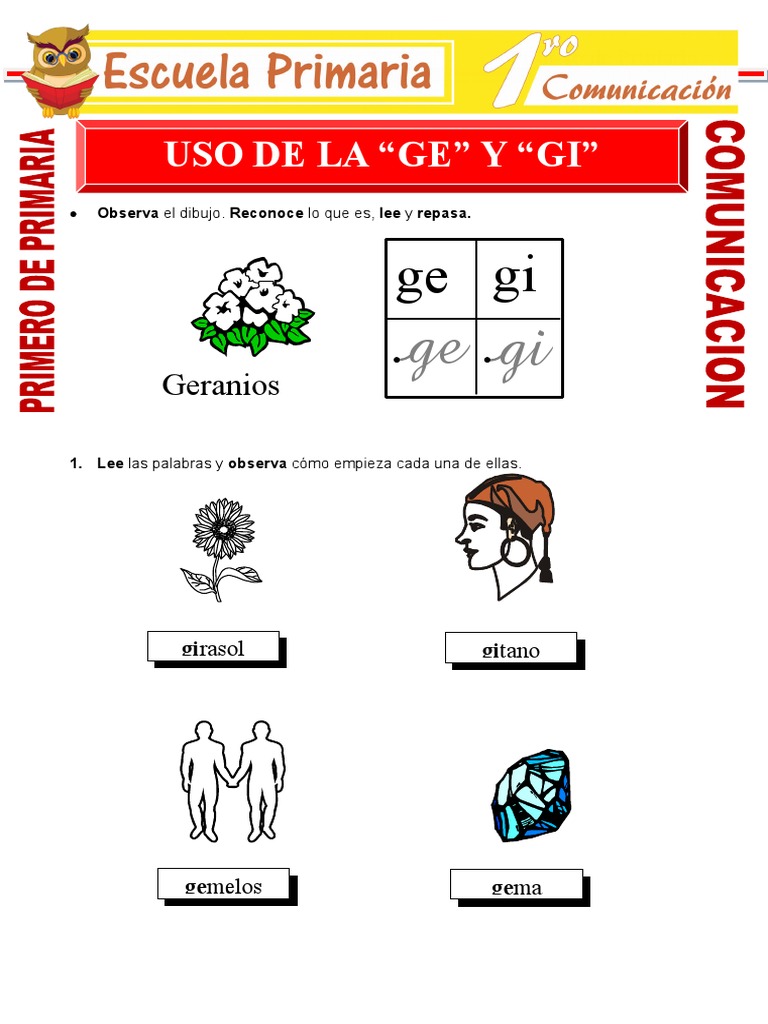 Uso de La Ge y Gi para Primero de Primaria | PDF