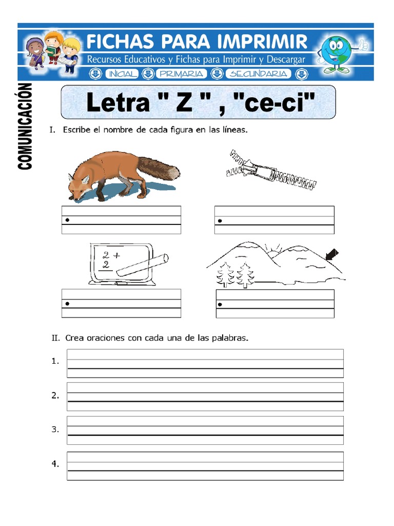 Ficha de La Letra Z y Ceci para Primero de Primaria | PDF