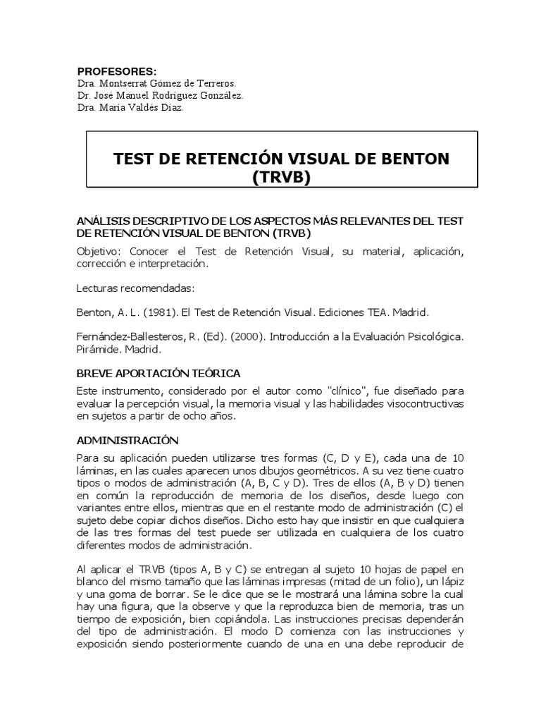 Test Benton Guia | PDF | Esquizofrenia | Cerebro