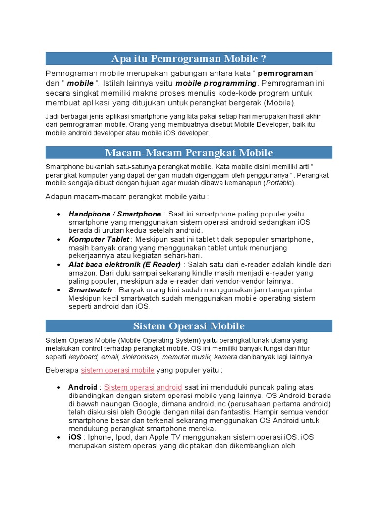 Pemrograman Mobile 101 | PDF