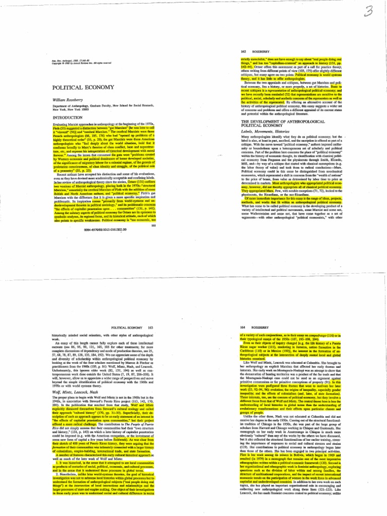 William Roseberry Political Economy PDF | PDF | Capitalism | Anthropology