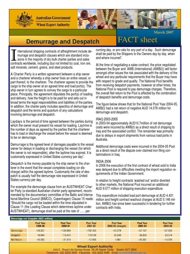 09 Demurrage and Dispatch - 01.03.07 | PDF | Shipping | Transport