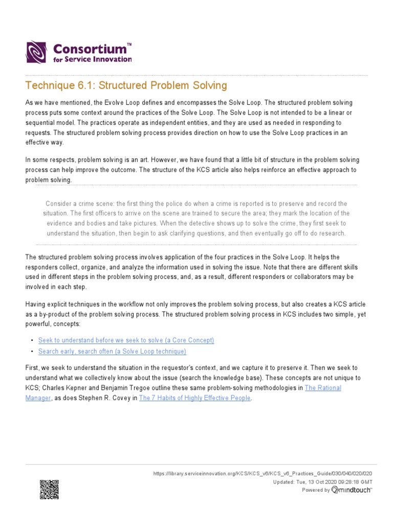 18-Technique 6.1 - Structured Problem Solving | PDF | Knowledge ...