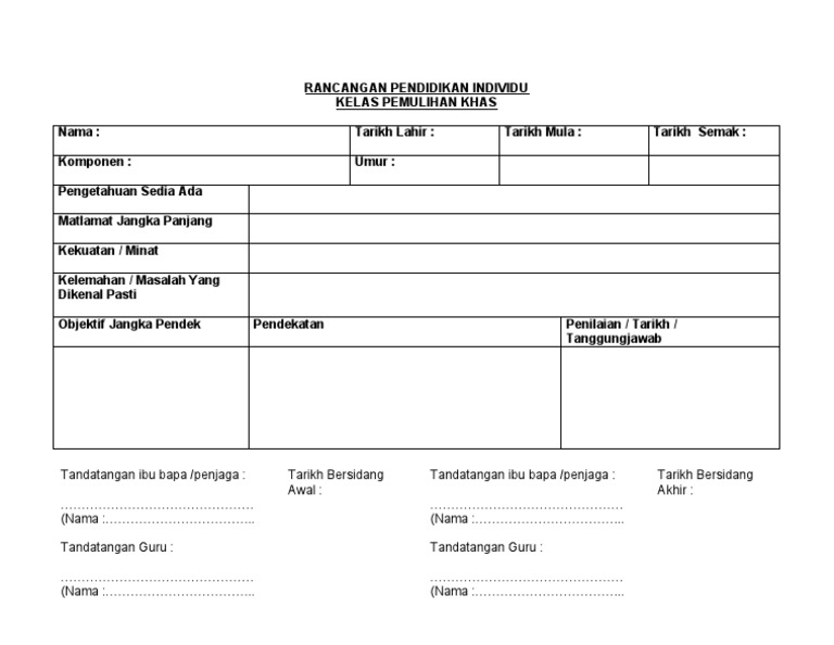 Contoh Borang RPI | PDF